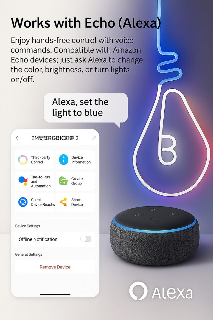 BNETA IoT Smart Neon Rope Light - 3m-5m - mUther